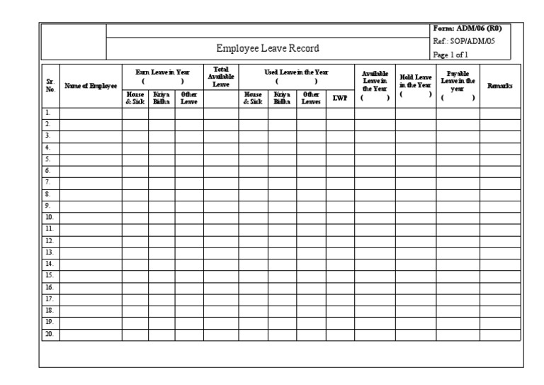 Employee Leave Record | PDF