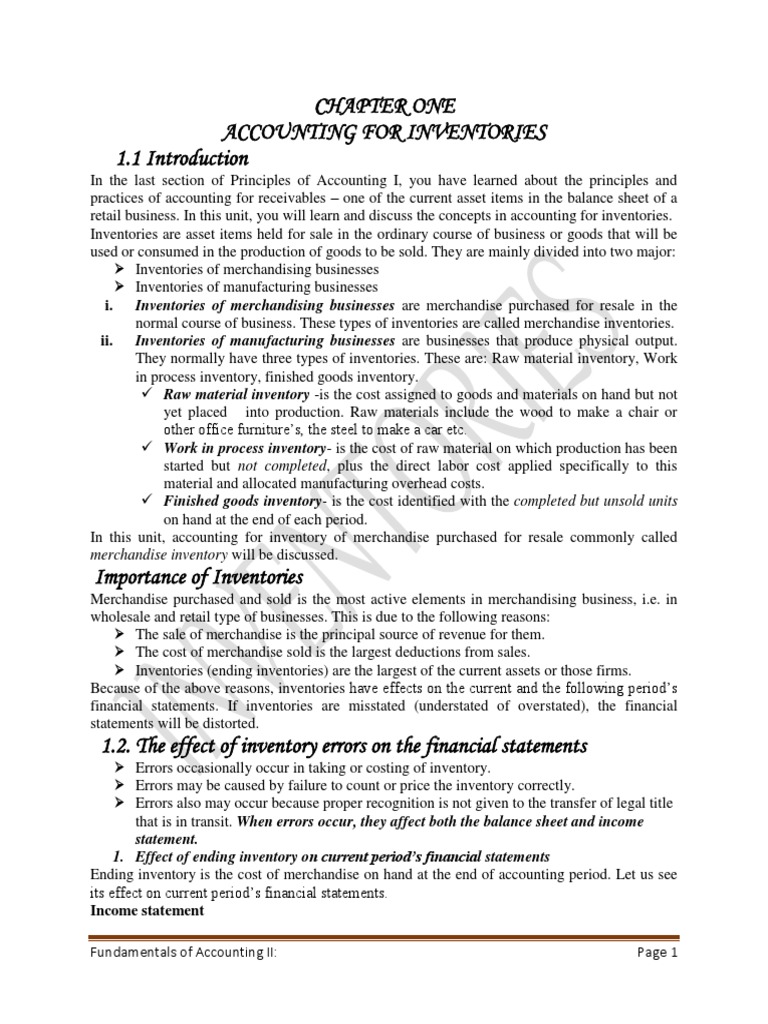 ch01 Inventories | PDF | Inventory | Cost Of Goods Sold