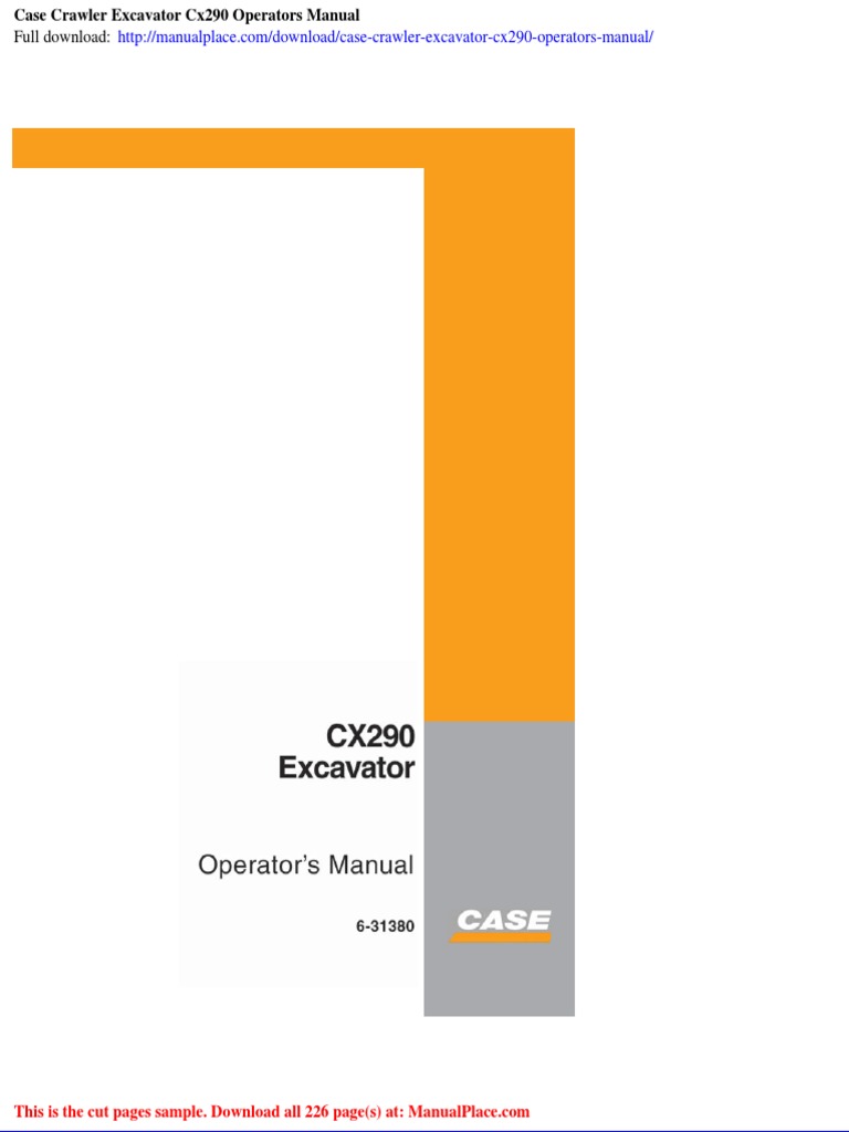 Case Crawler Excavator Cx290 Operators Manual | PDF | Valve | High Voltage