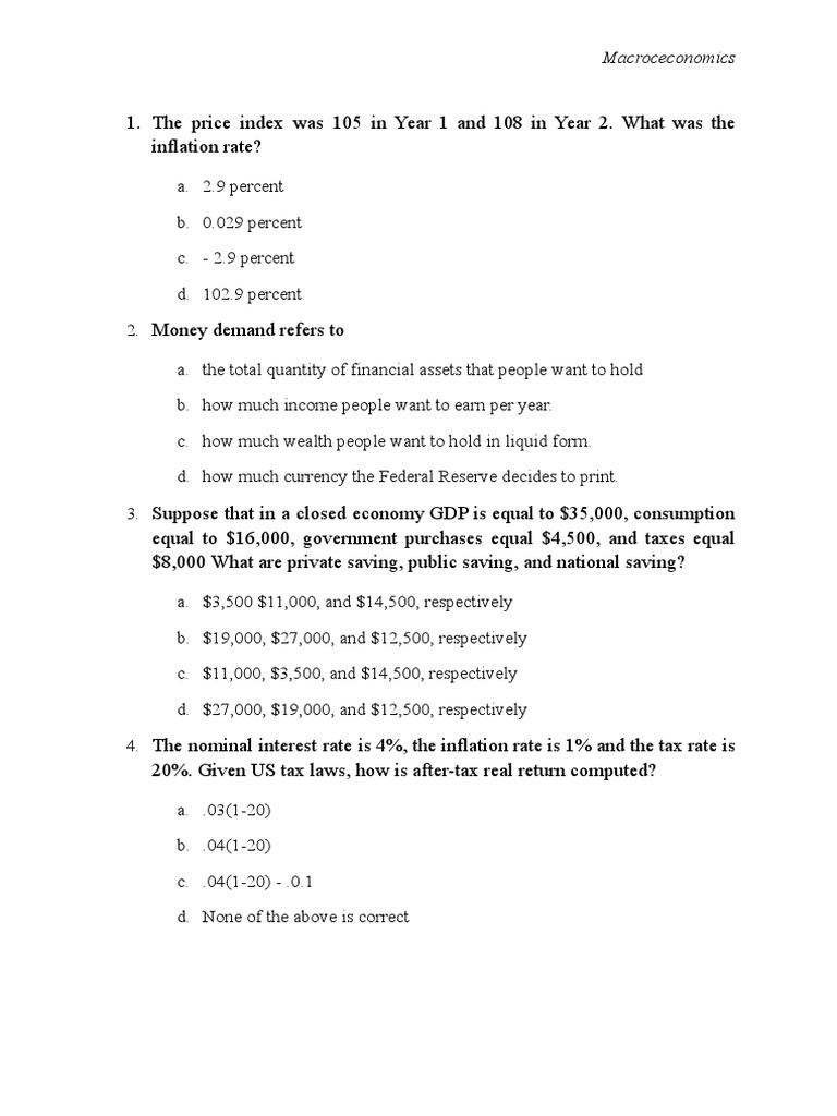 Macroeconomics 1 Pdf Cost Of Living Federal Reserve