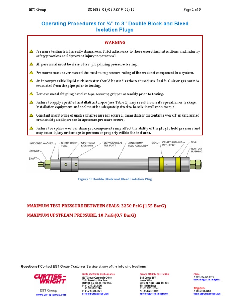 DC2685 Operating Procedures Double Block and Bleed Isolation Plug | PDF ...