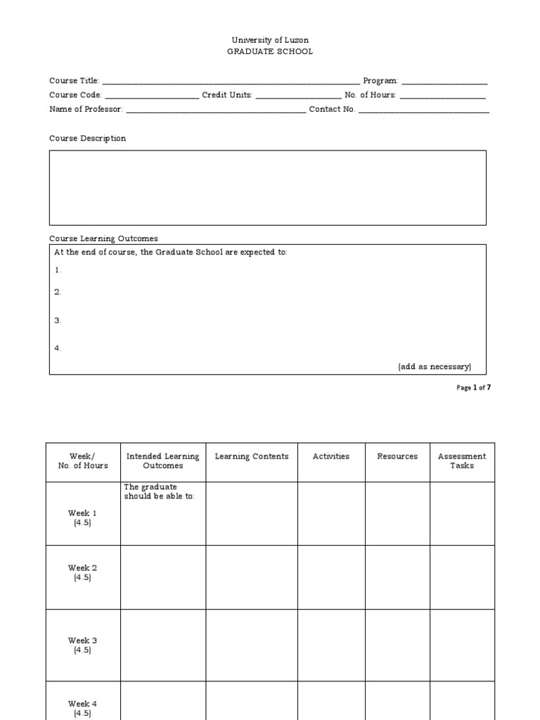 Revised Syllabus Template | PDF | Learning | Cognition