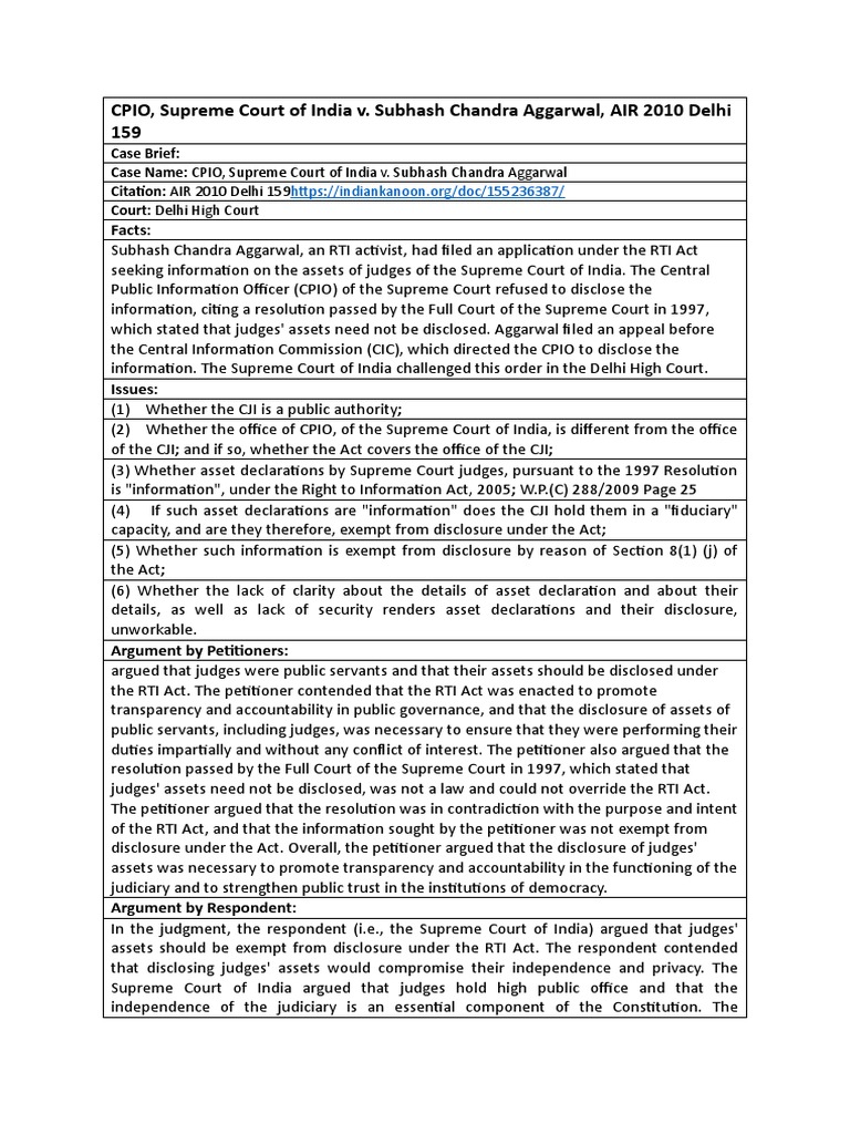 CPIO Vs SUBHASH AGGARWAL | PDF | Public Law | Political Law