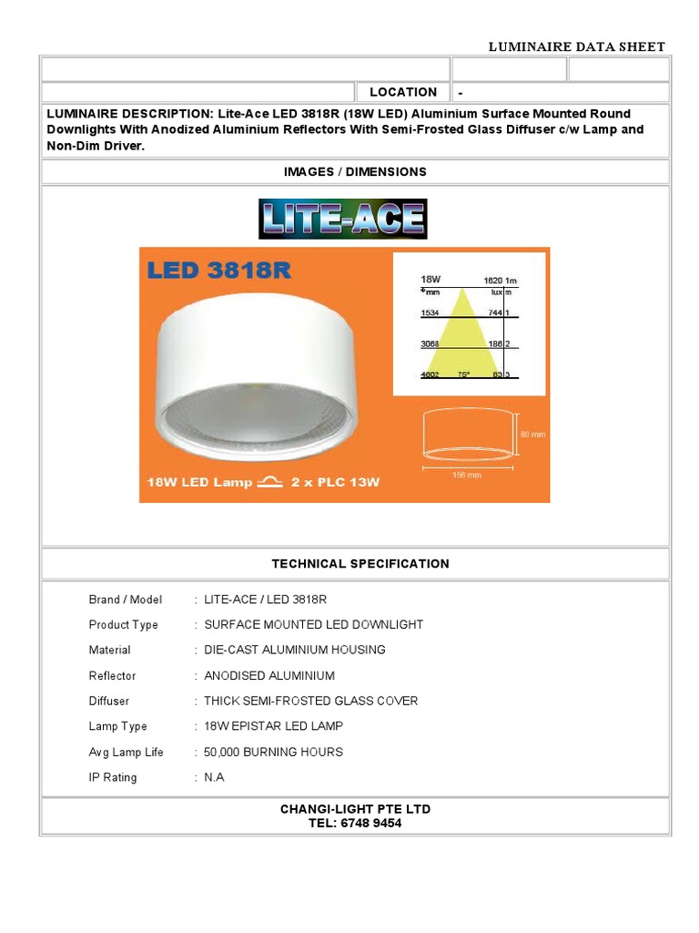 Luminaire Data Sheet | PDF