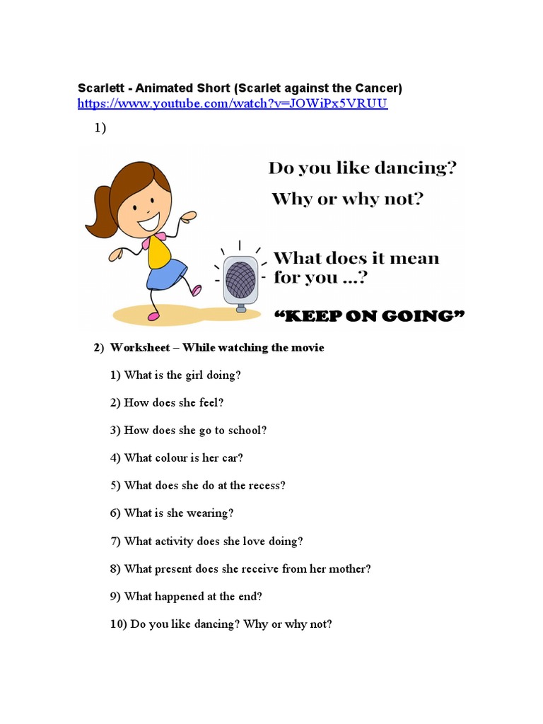Scarlett Short Film Worksheet | PDF | Games & Activities | Art
