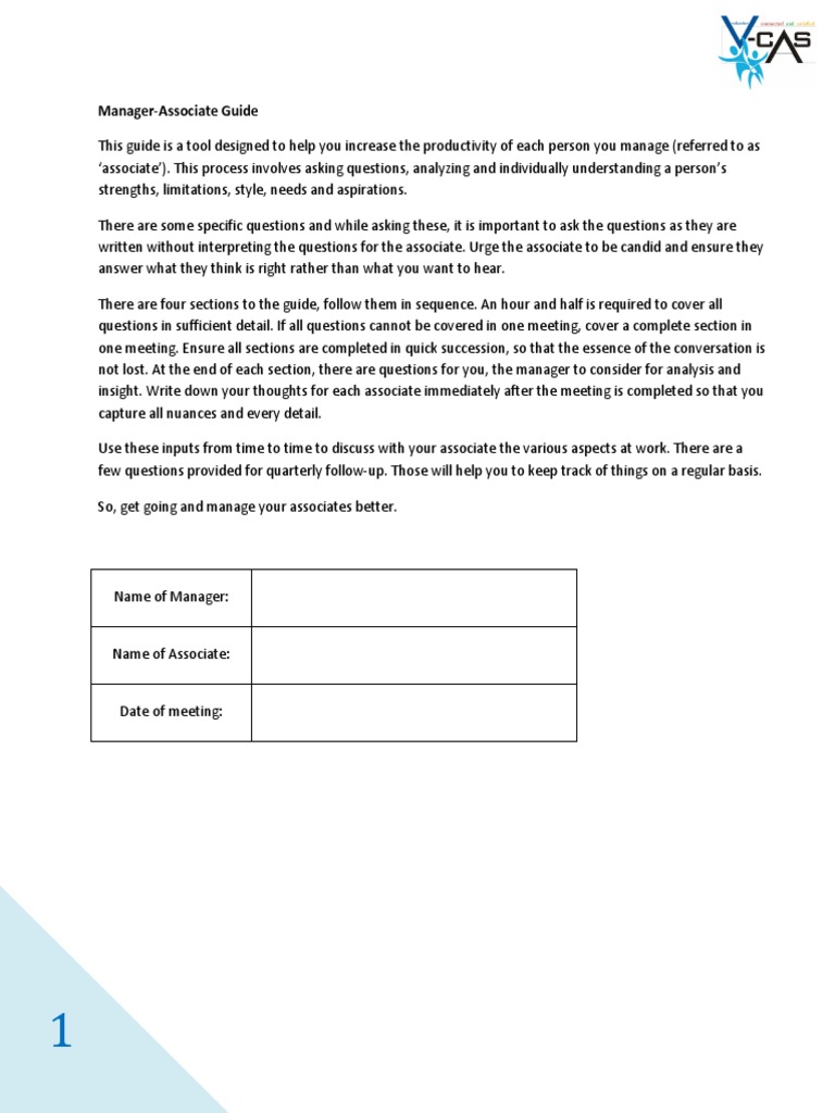 Manager Associate Guide Pdf Goal Thought
