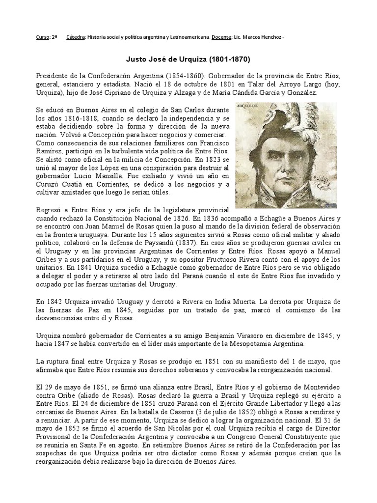 Justo Jose de Urquiza | PDF | América del Sur | Argentina