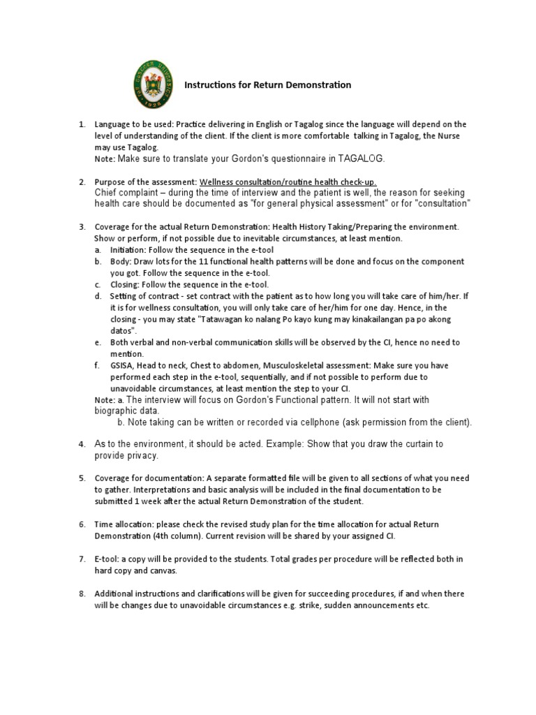 Instructions For Return Demonstration HA | PDF | Communication ...