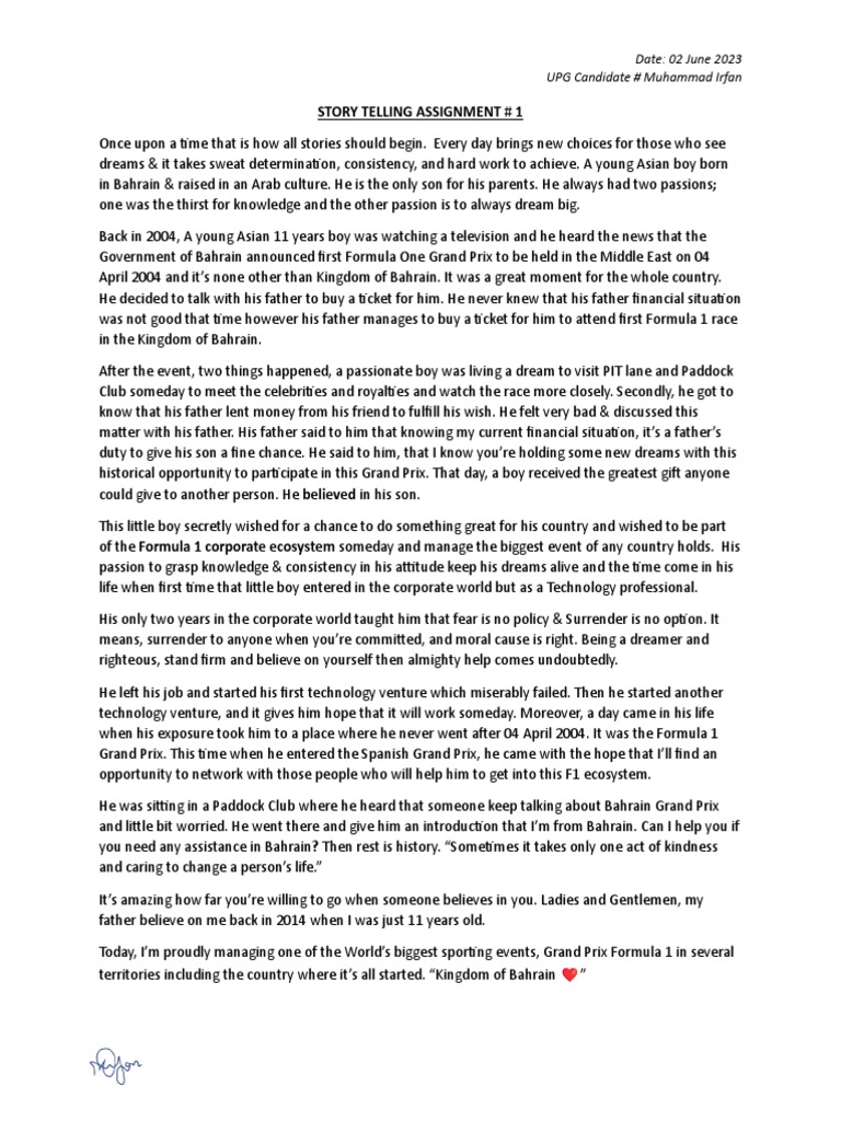 STORY TELLING ASSIGNMENT-1 | PDF | Formula One