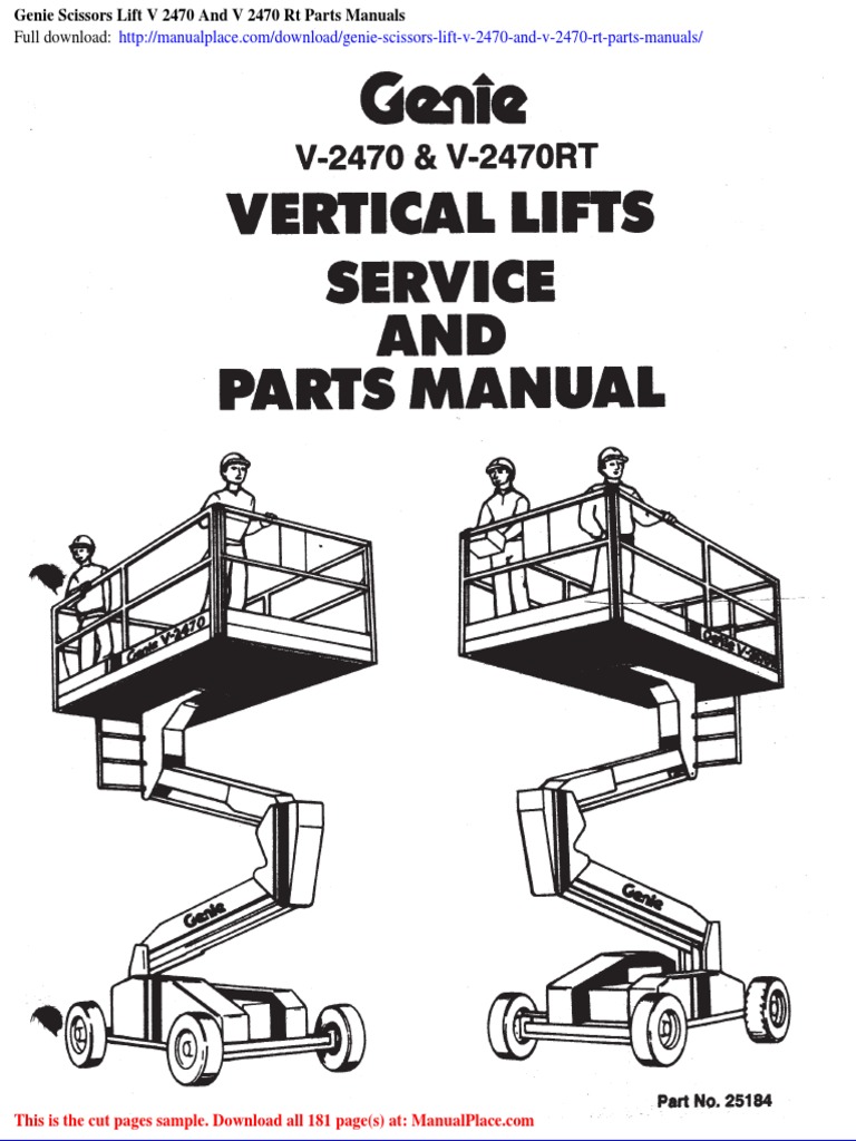 Genie V 2470 Scissor Lift Parts Manual | PDF