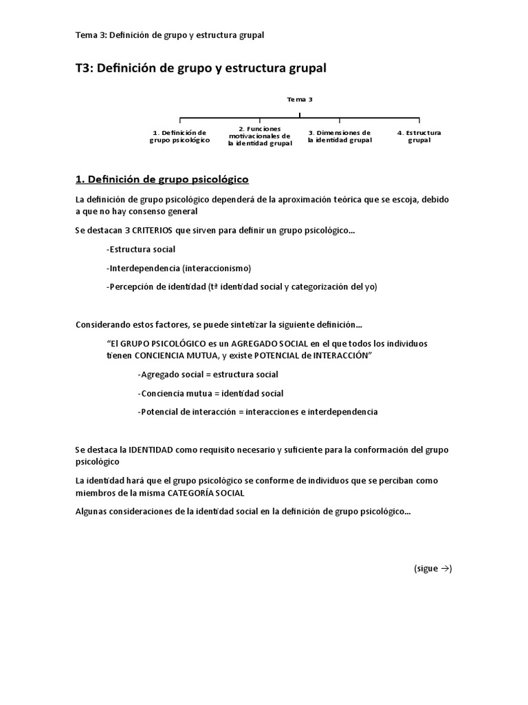 T3 Definición de grupo y estructura grupal | PDF | Sicología | Liderazgo