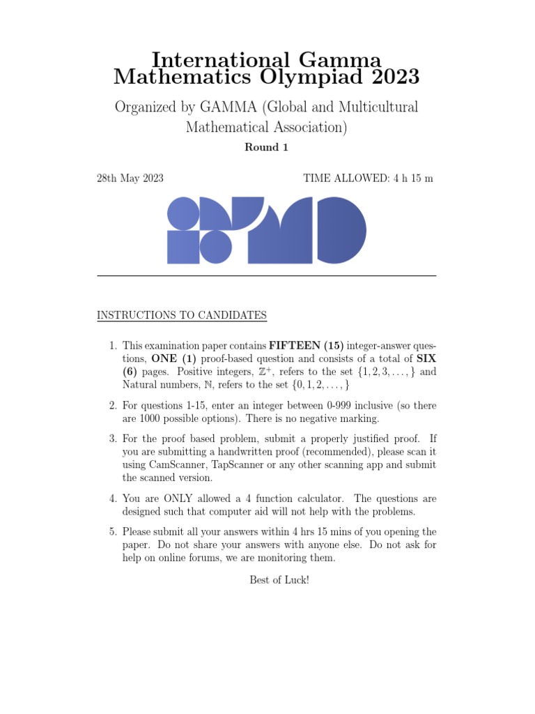 IGMO 2023 Round 1 Paper | PDF | Polynomial | Numbers