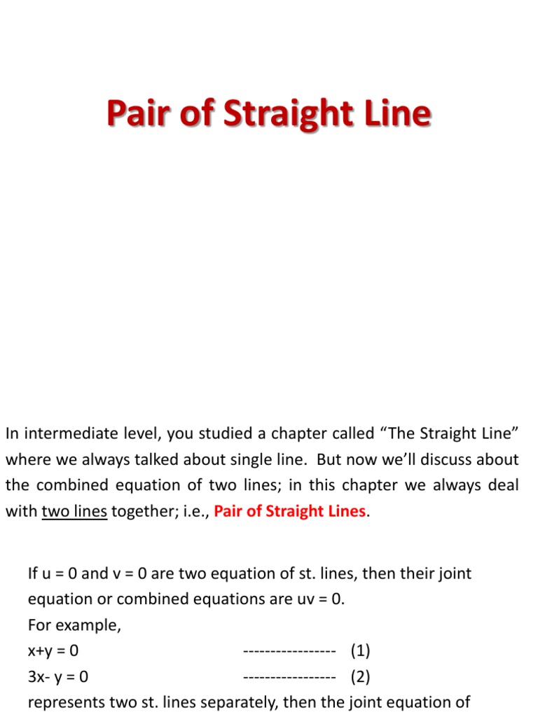 Pair of Straight Line - Discussion. | PDF | Line (Geometry) | Equations