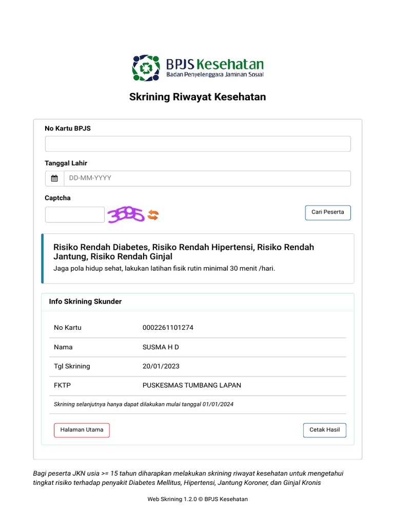 Web Skrining BPJS Kesehatan | PDF