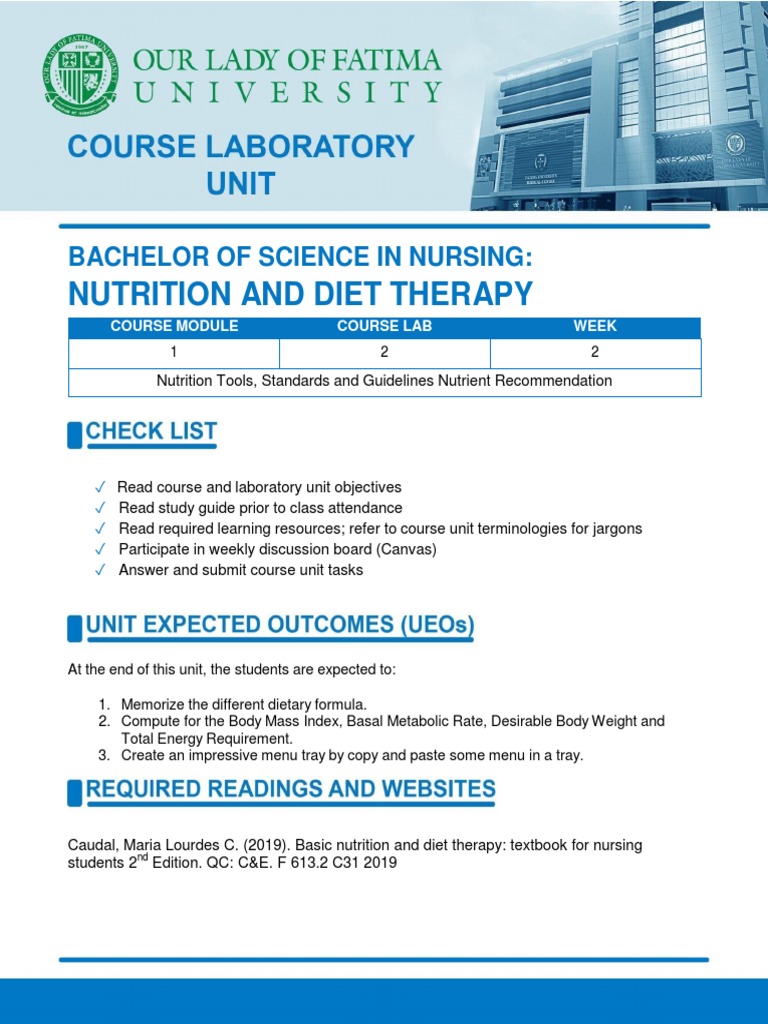 Cu2 Lab Module Diet Computation | PDF | Calorie | Body Mass Index