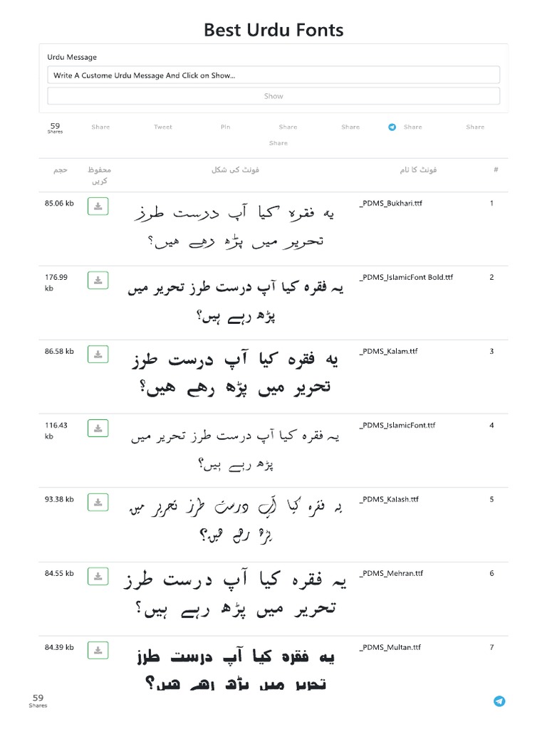 Best Urdu Fonts | PDF
