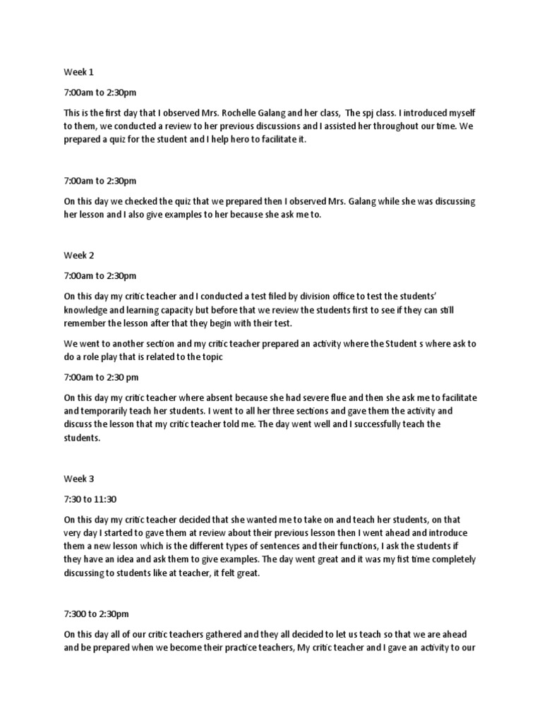 Weekly Report | PDF | Teachers | Lecture