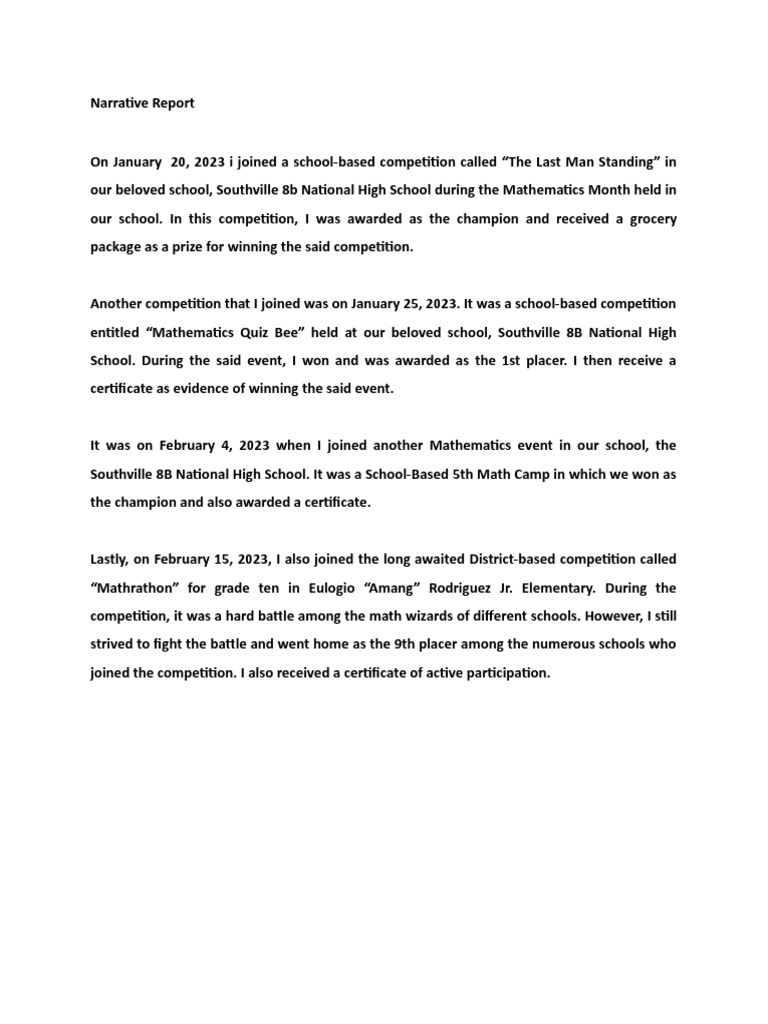 Narrative-Report (Sample) | PDF