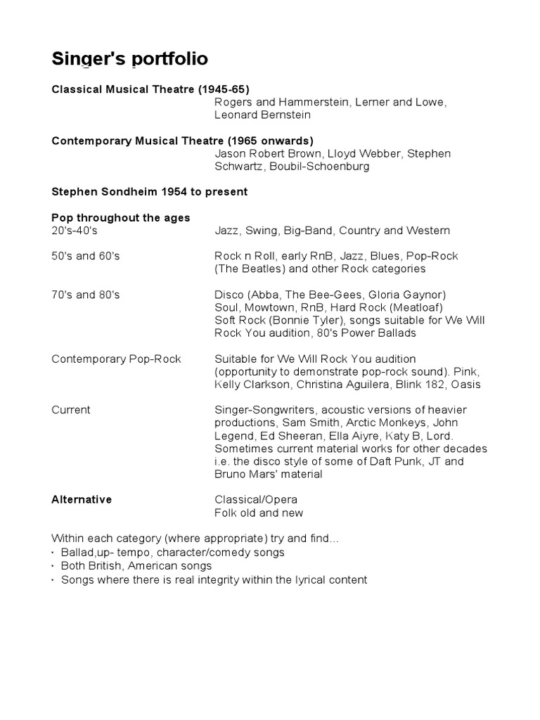 Singer's Portfolio | PDF | Art