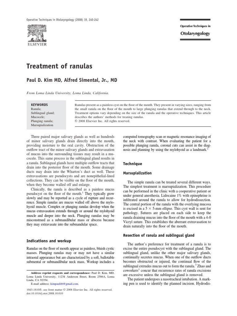 Ránula | PDF | Anatomy | Clinical Medicine