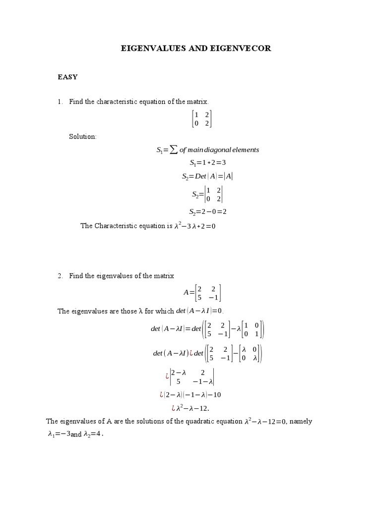 EIGENVALUES-AND-EIGENVECTORS | PDF | Eigenvalues And Eigenvectors | Operator Theory