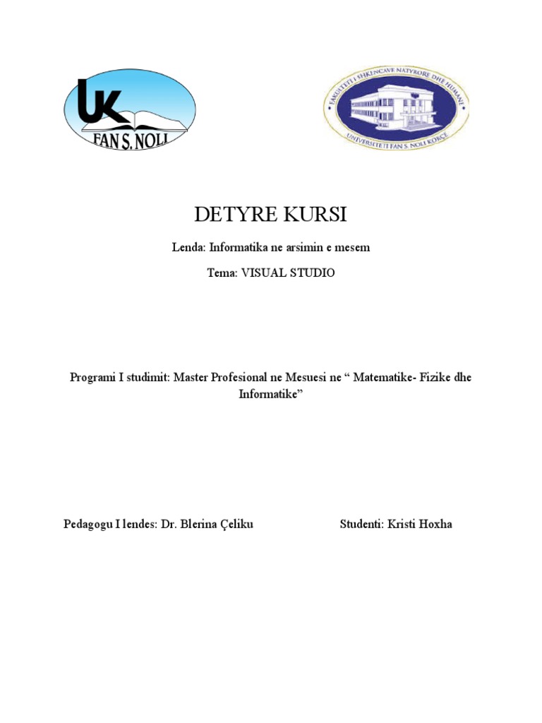 DETYRE KURS1 Visual Studio | PDF