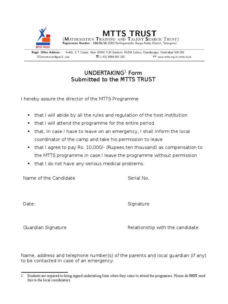 Mtts Programme Undertaking | PDF | Law