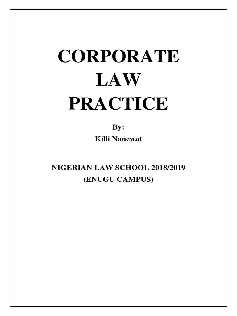 Corporate Law Enugu Campus Pdf Securities Finance Partnership