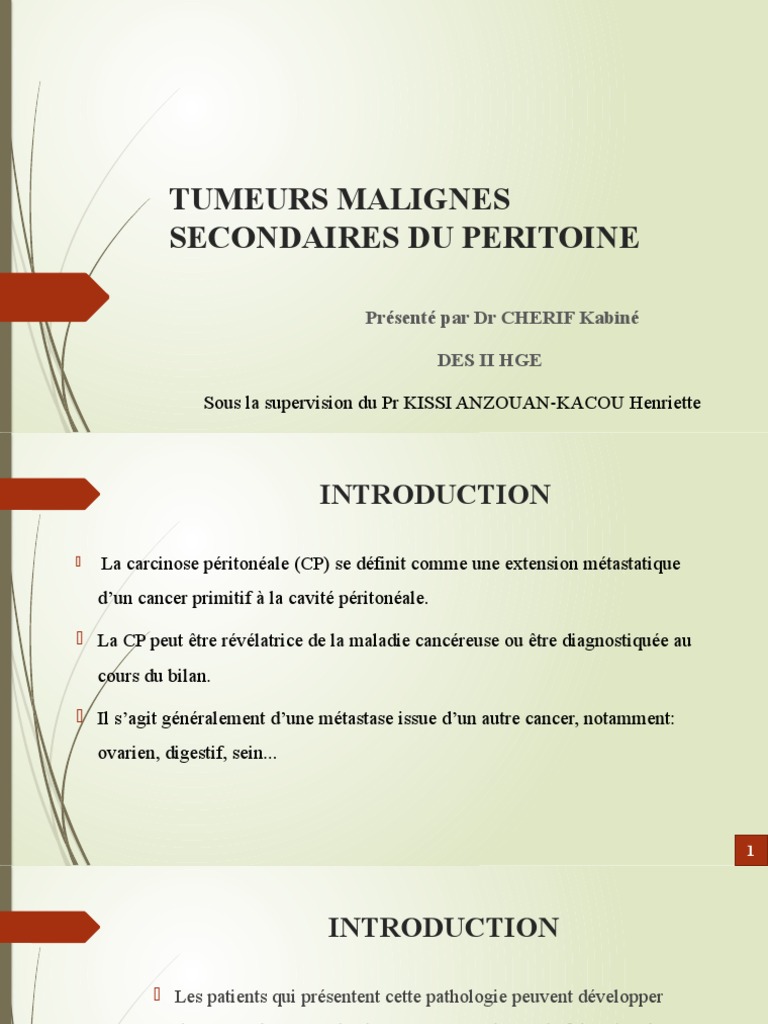 CARCINOSE PERITONEALE CORRIGEE FINALE DR CHERIF | PDF | Cancer | Métastase