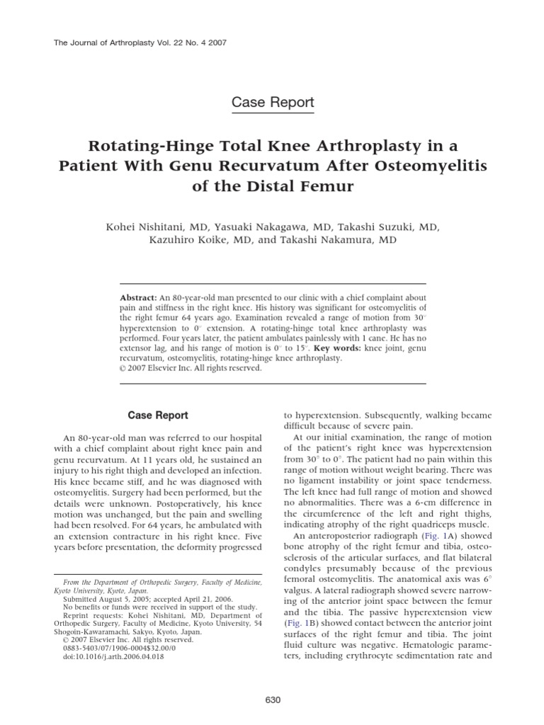 H Rotating-Hinge Total Knee Arthroplasty in A Patient With Genu ... H Rotating-Hinge Total Knee Arthroplasty in A Patient With Genu ...