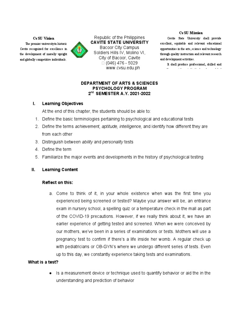 MODULE 1 - Introduction To Psychological Testing | PDF | Wechsler Adult ...