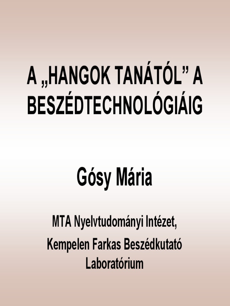 A Hangok Tanától A Beszédtechnológiáig | PDF