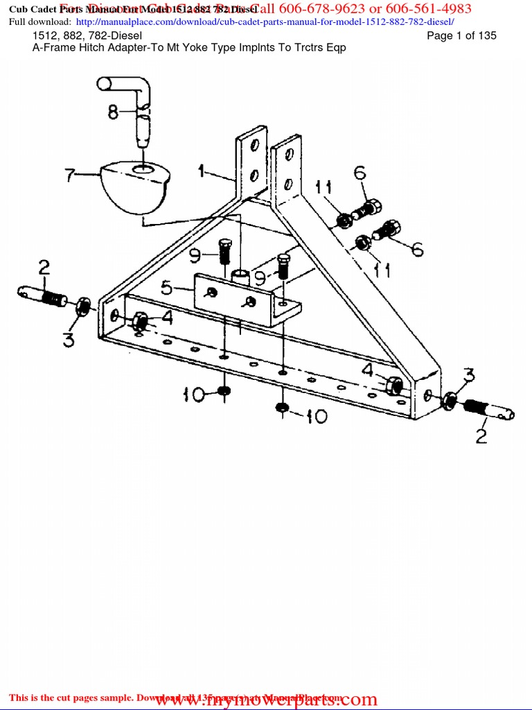 Cub Cadet Parts Manual For Model 1512 882 782 Diesel | PDF | Belt ...