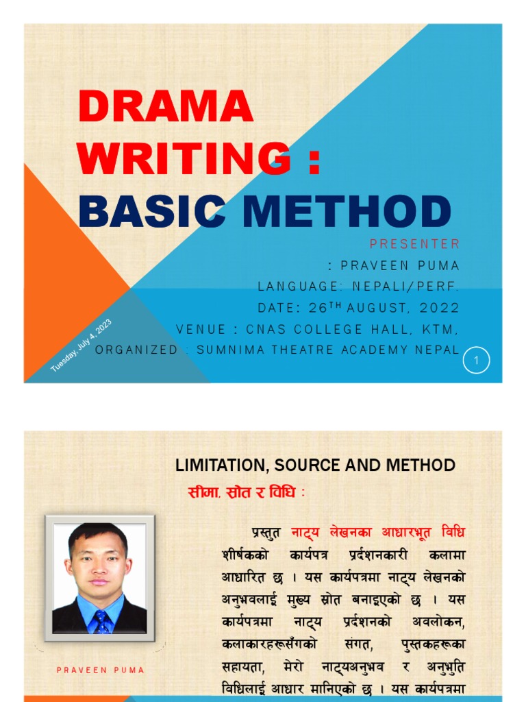 Drama Writing; Basic Method-2022-By Parshuram Rai-26th August, 2022. | PDF