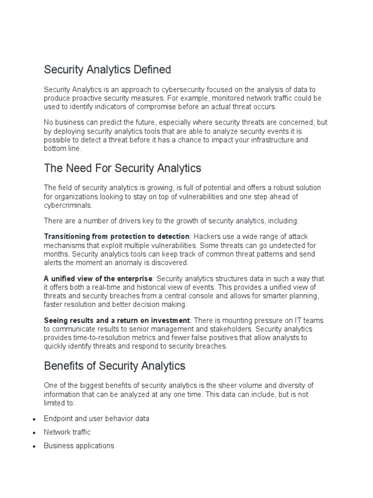 Security Analytics Defined | PDF | Security | Computer Security