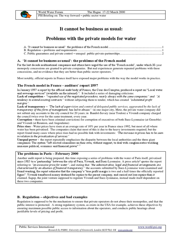 2000 March - David Hall - World Water Briefing Problems With Private ...