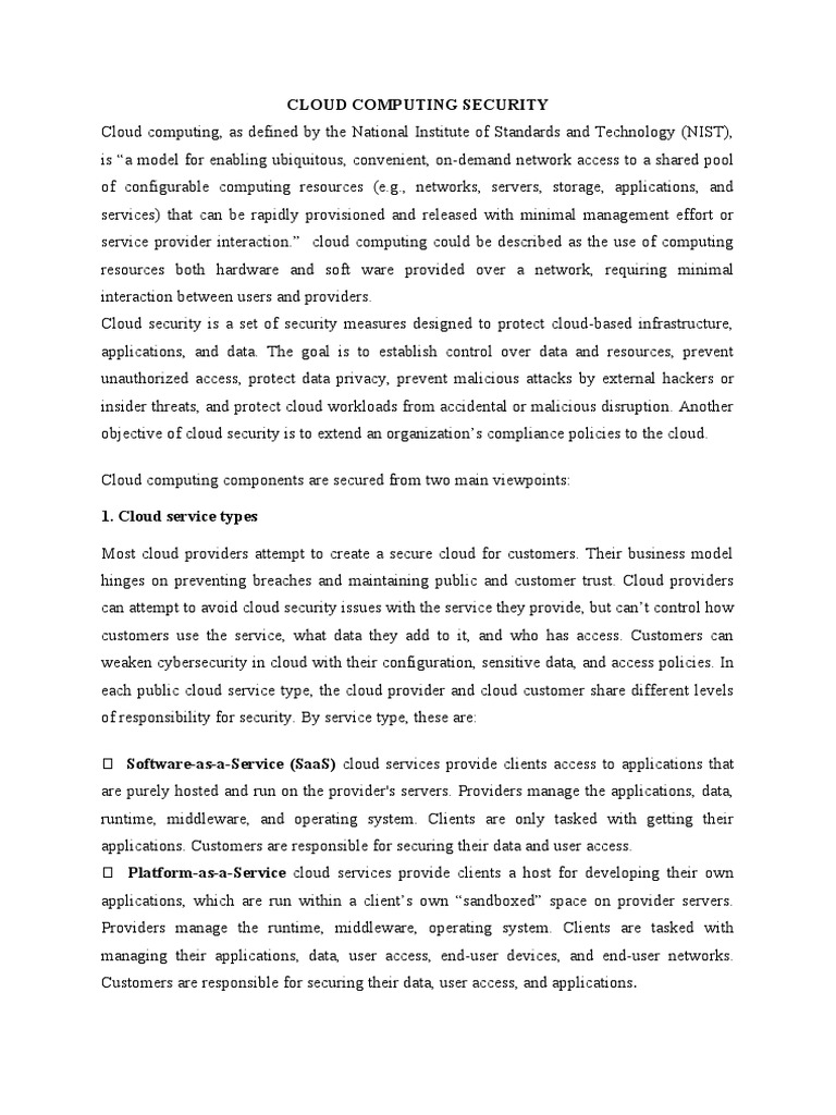 Cloud Computing Pdf Cloud Computing Security