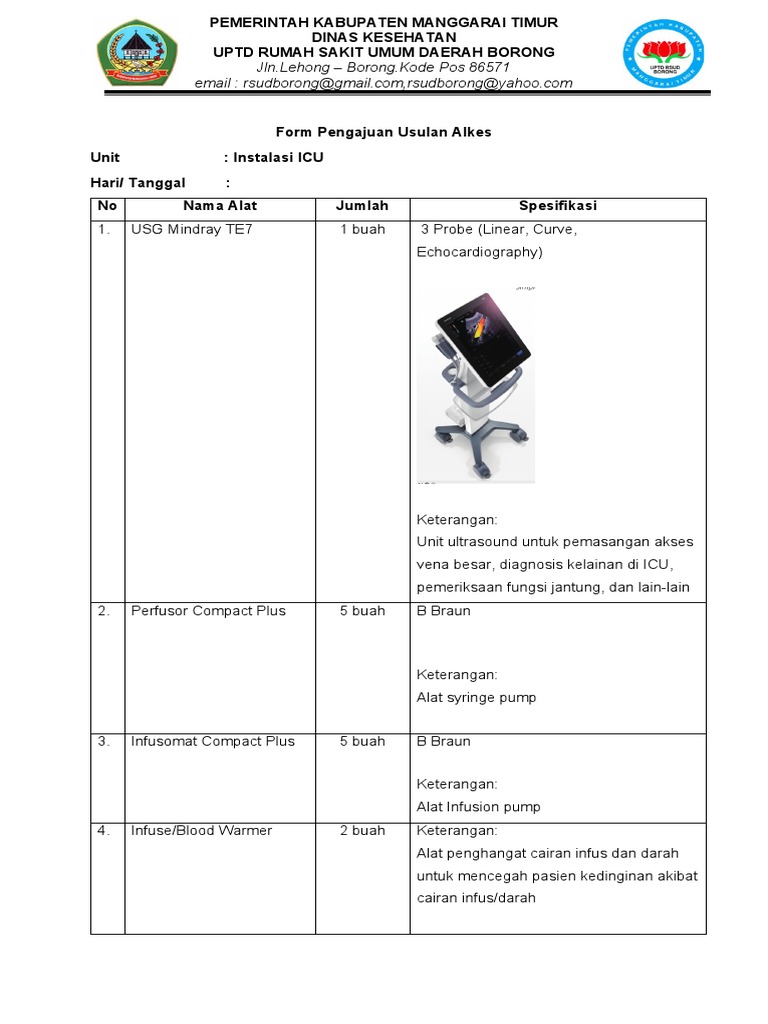 Form Pengajuan Usulan Alkes ICU | PDF