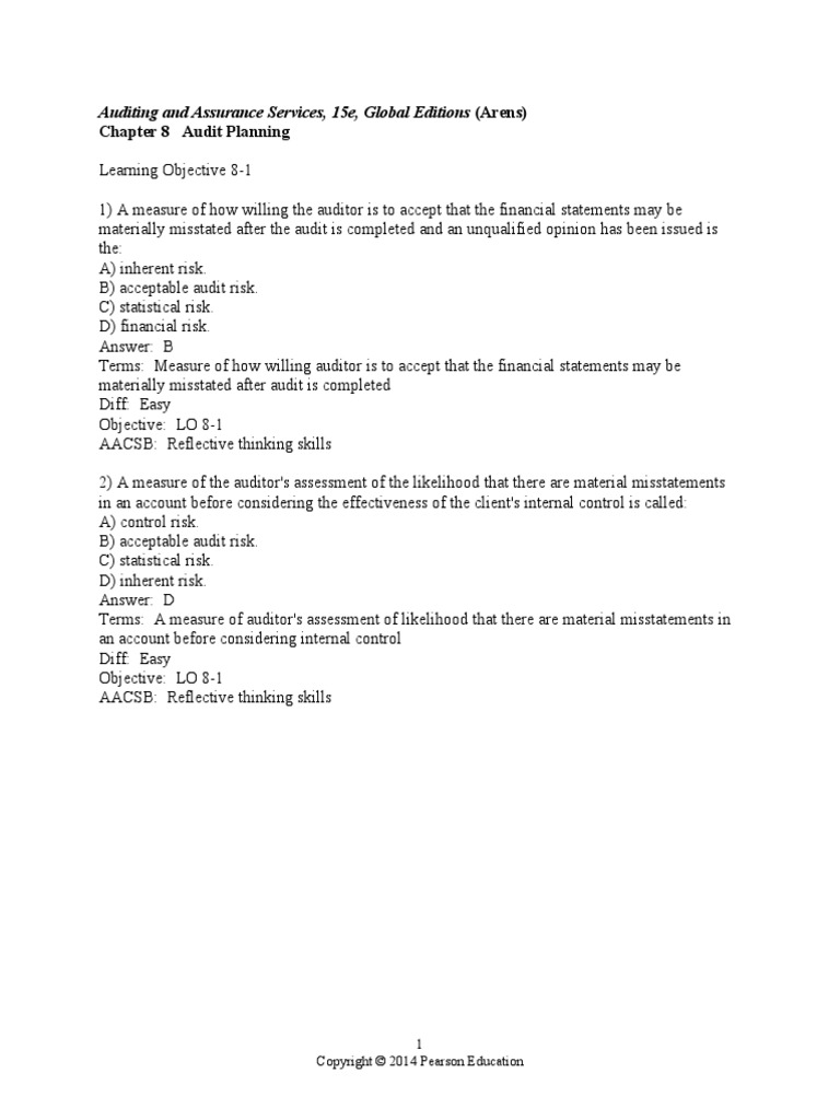 Auditing and Assurance Services - Alvin A. Arens Chapter 8 GE | PDF ...