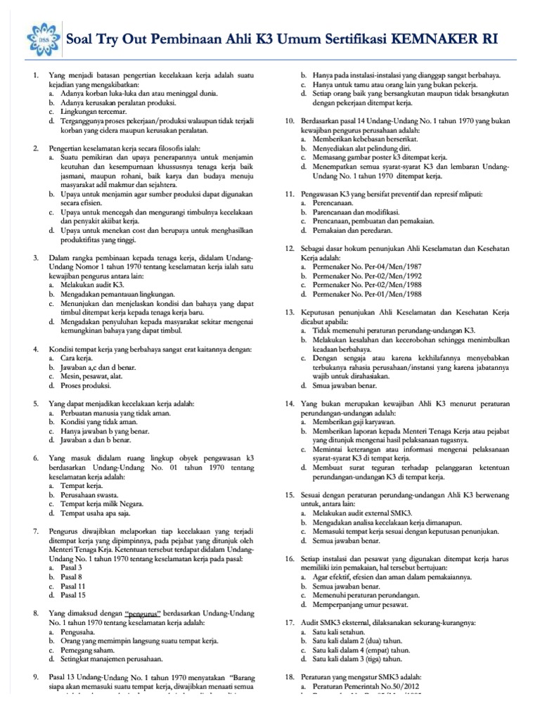 Soal k3 | PDF