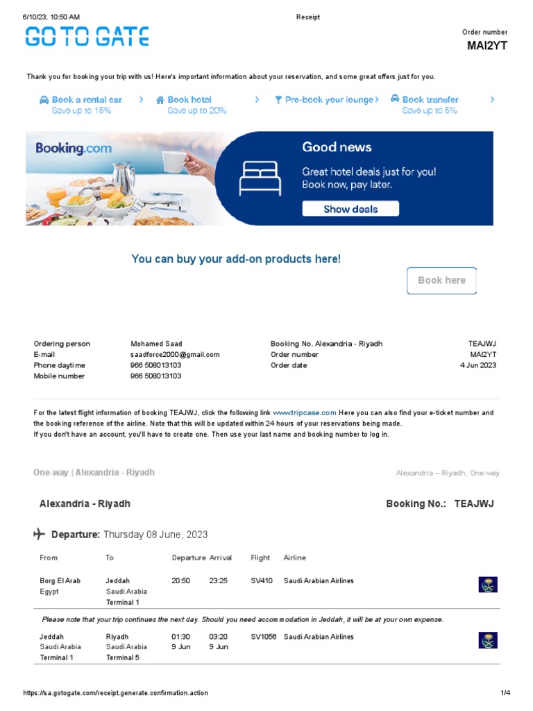 Receipt | Download Free PDF | Travel Visa | Riyadh