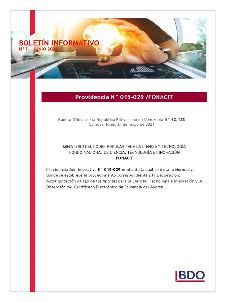 Normativa de Aportes FONACIT 2022 | PDF | Impuesto sobre la renta ...