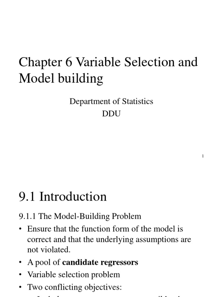 Variable Selection & Model Building Guide | PDF | Regression Analysis | Dependent And ...