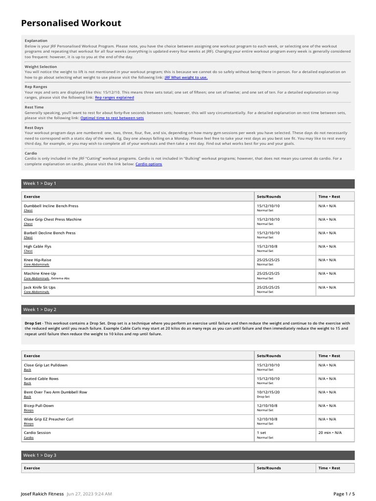 Workout Plan 4 Week Cut | PDF | Physical Exercise | Physical Fitness