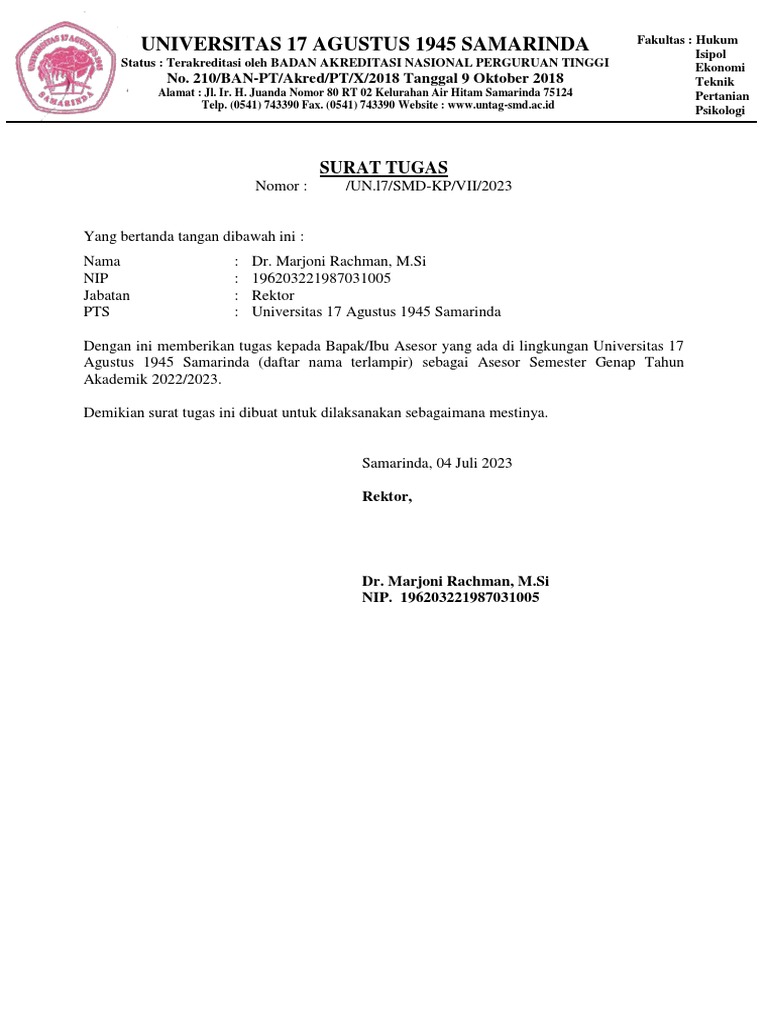 SURAT TUGAS ASESOR | PDF