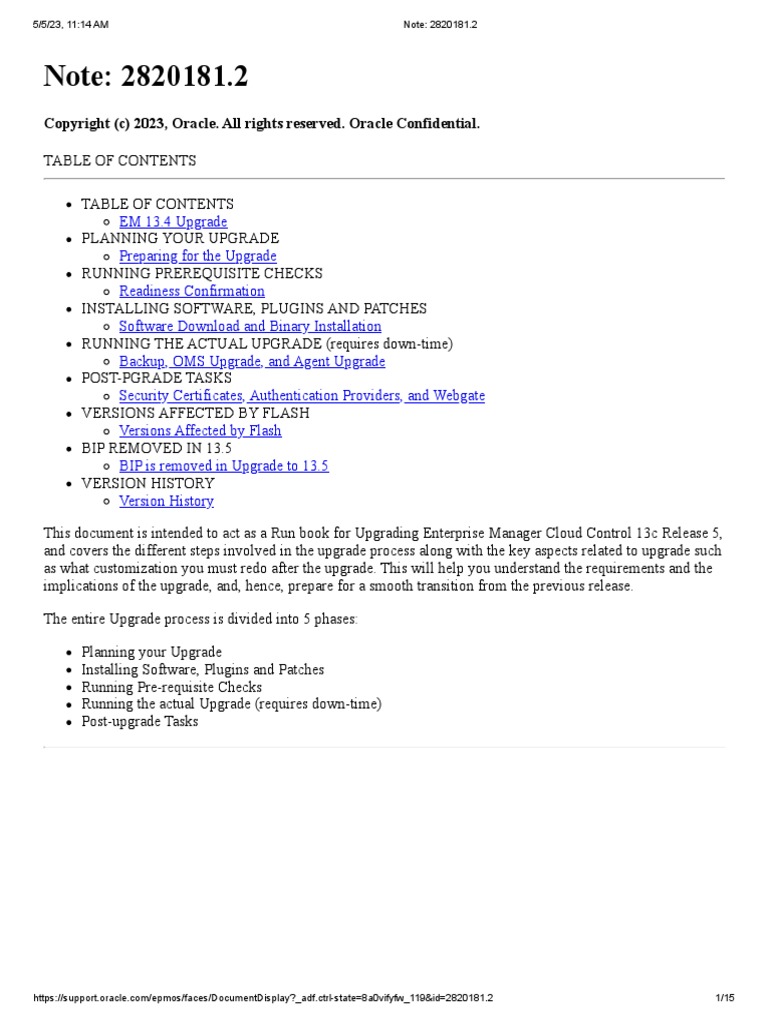 Document 2820181.2 - Enterprise Manager 13.5 Cloud Control Upgrade Run ... Document 2820181.2 - Enterprise Manager 13.5 Cloud Control Upgrade Run ...