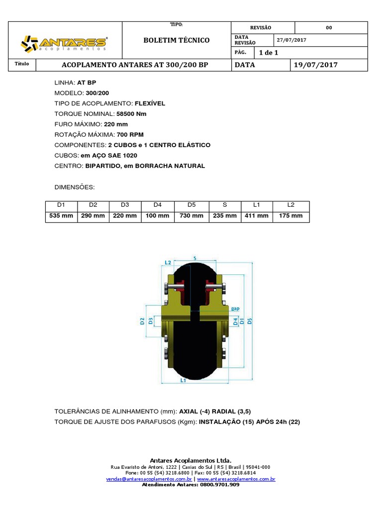 Acoplamento Antares AT 300/200 BP | PDF
