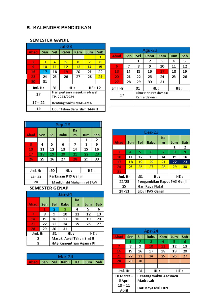 Kalender Pendidikan 2023-2024 | PDF