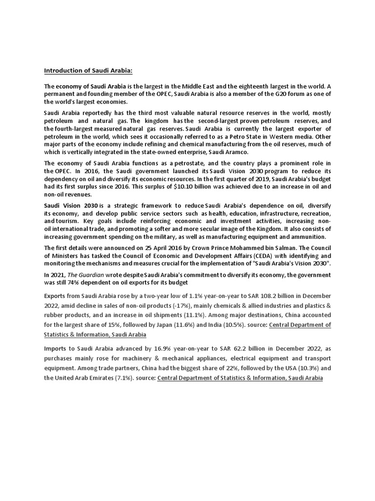Overview of Saudi Arabia's Economy and Events | PDF | Economies