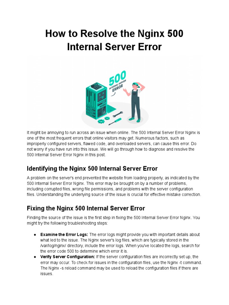 How To Resolve The Nginx 500 Internal Server Error | PDF | Computer File | Backup